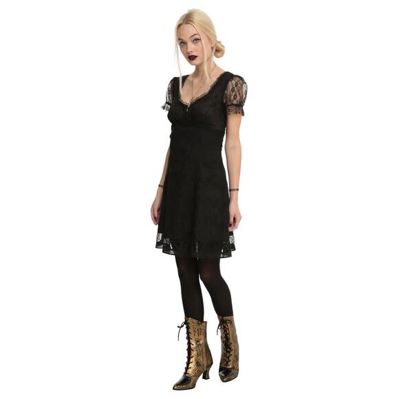 Royal Bones | Dresses | Royal Bones By Tripp Black Lace Puff Sleeve ...